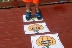 Pumpkin Patch Hop - Fall Gross Motor Game - Pink Oatmeal