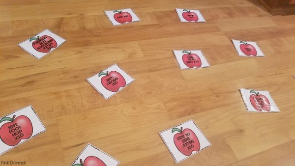 Apple Toss - Gross Motor Game - Pink Oatmeal