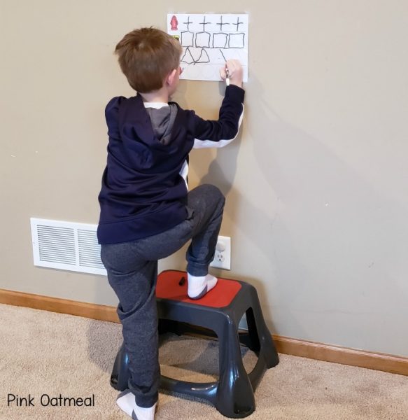 Balance Exercises for Kids - Stool Standing | Pink Oatmeal