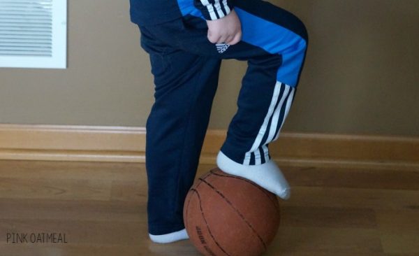 Working On Balance With A Ball - Pink Oatmeal