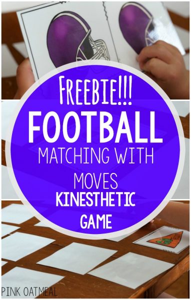 Matching With Movement - Football Themed Freebie - Pink Oatmeal