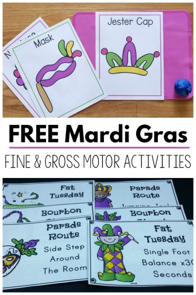Mardi Gras Brain Break and Fine Motor Freebies - Pink Oatmeal