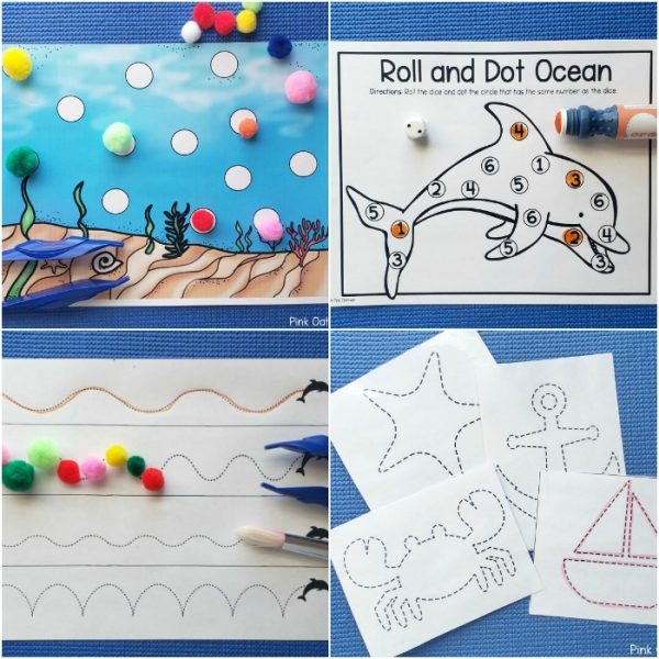 Beach Themed Gross Motor and Fine Motor Activities - Pink Oatmeal