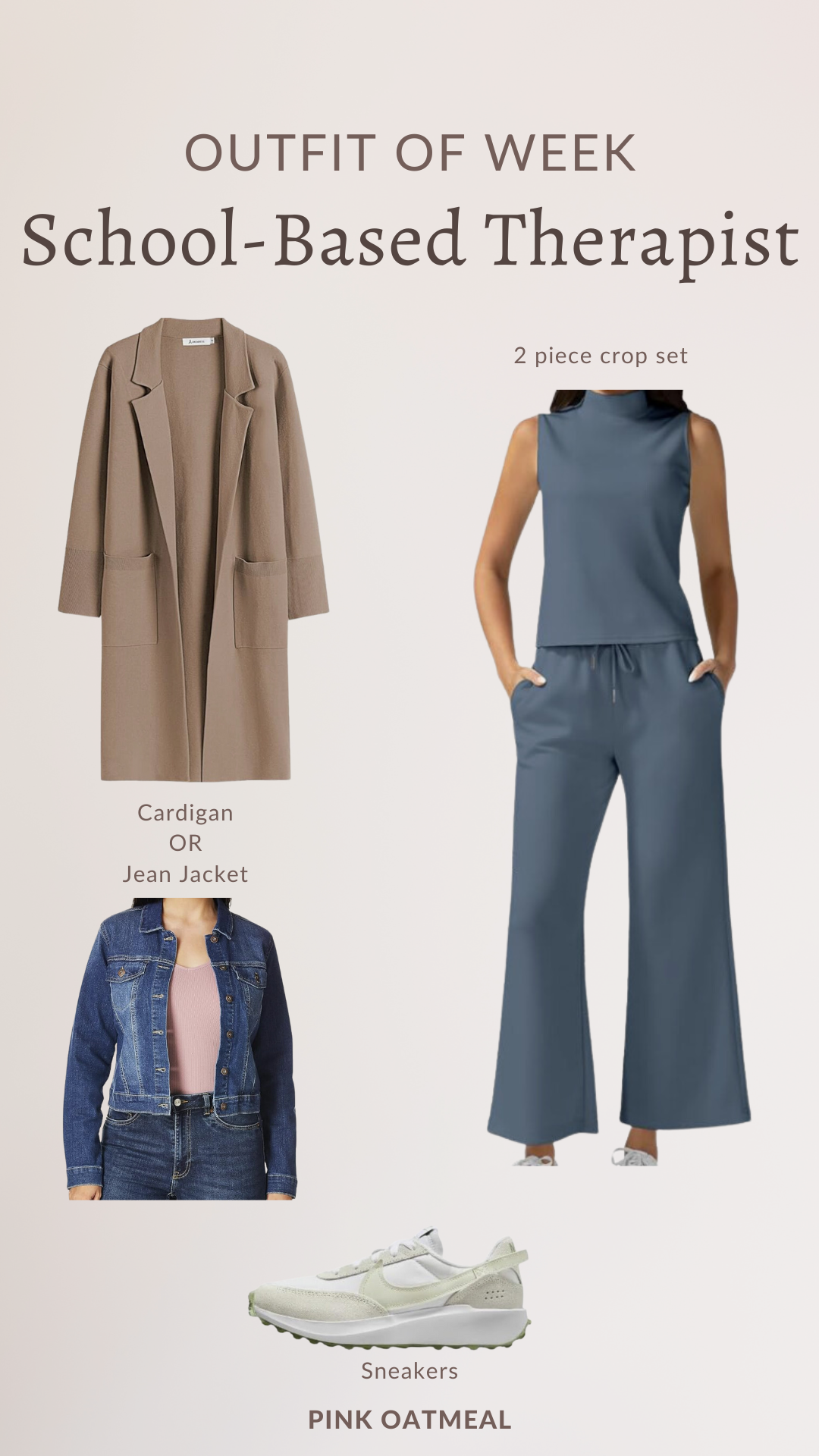School-Based Therapist Outfits - Pink Oatmeal