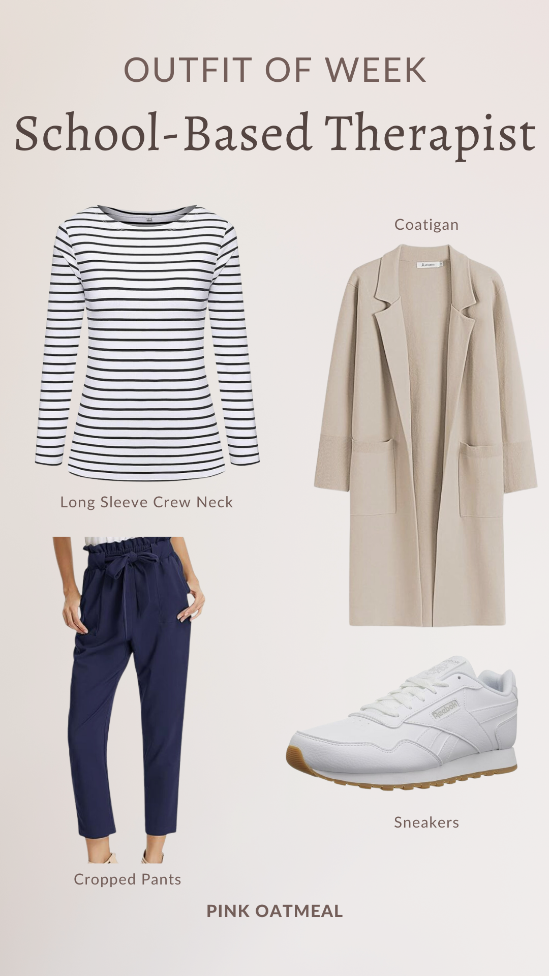 School-Based Therapist Outfits - Pink Oatmeal