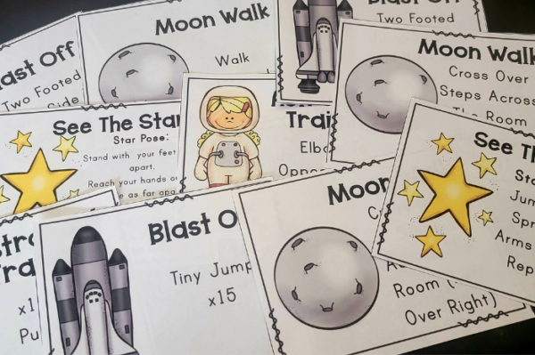 Space Themed Gross Motor and Fine Motor Activities - Pink Oatmeal