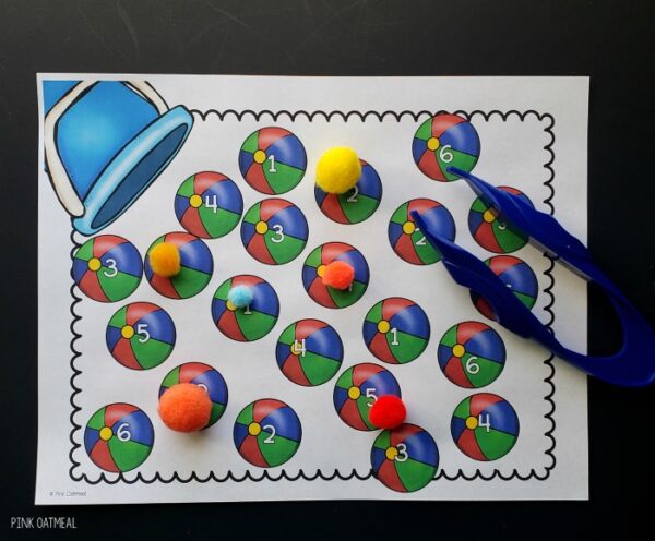 Beach Themed Gross Motor and Fine Motor Activities - Pink Oatmeal