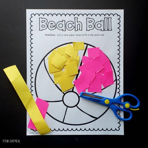 Beach Themed Gross Motor and Fine Motor Activities - Pink Oatmeal
