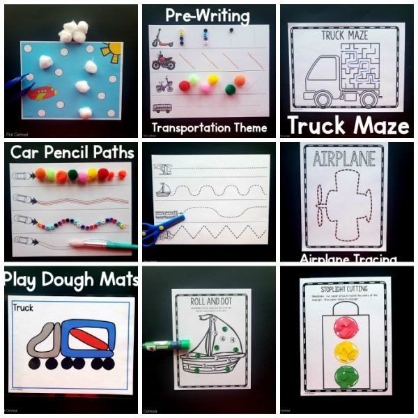Transportation Themed Gross Motor and Fine Motor Planning - Pink Oatmeal