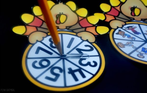 Free Thanksgiving Printables - Thanksgiving Themed Spin A Move - Pink ...