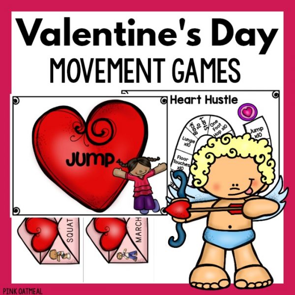 Conversation Heart Hop - Valentine's Day Gross Motor - Pink Oatmeal