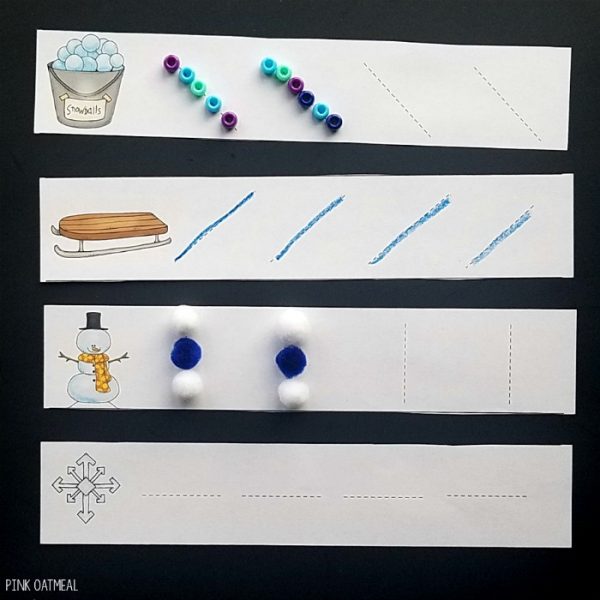 Winter Fine Motor Activities - Pink Oatmeal