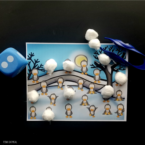 Winter Fine Motor Activities - Pink Oatmeal